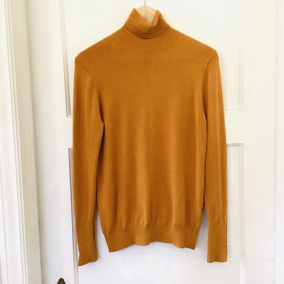 Zara | Sweaters | Zara Basic Knit Turtleneck Long Cuffs Gold Buttons Base Layer Classic | Poshmark
